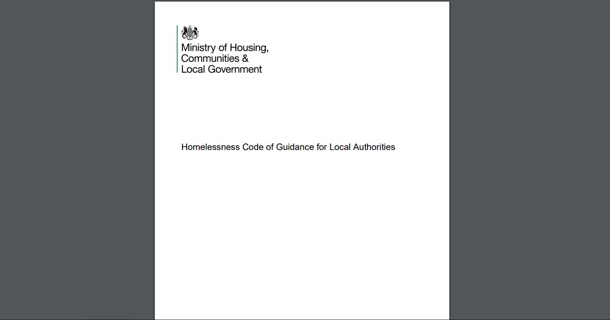 Homelessness Code of Guidance updated | Mark Prichard
